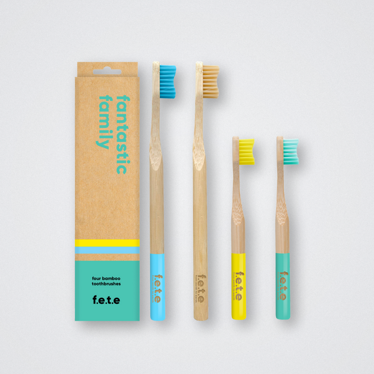 Bamboo Toothbrush Family Pack 2 Adults, 2 Kids – Plastics Free