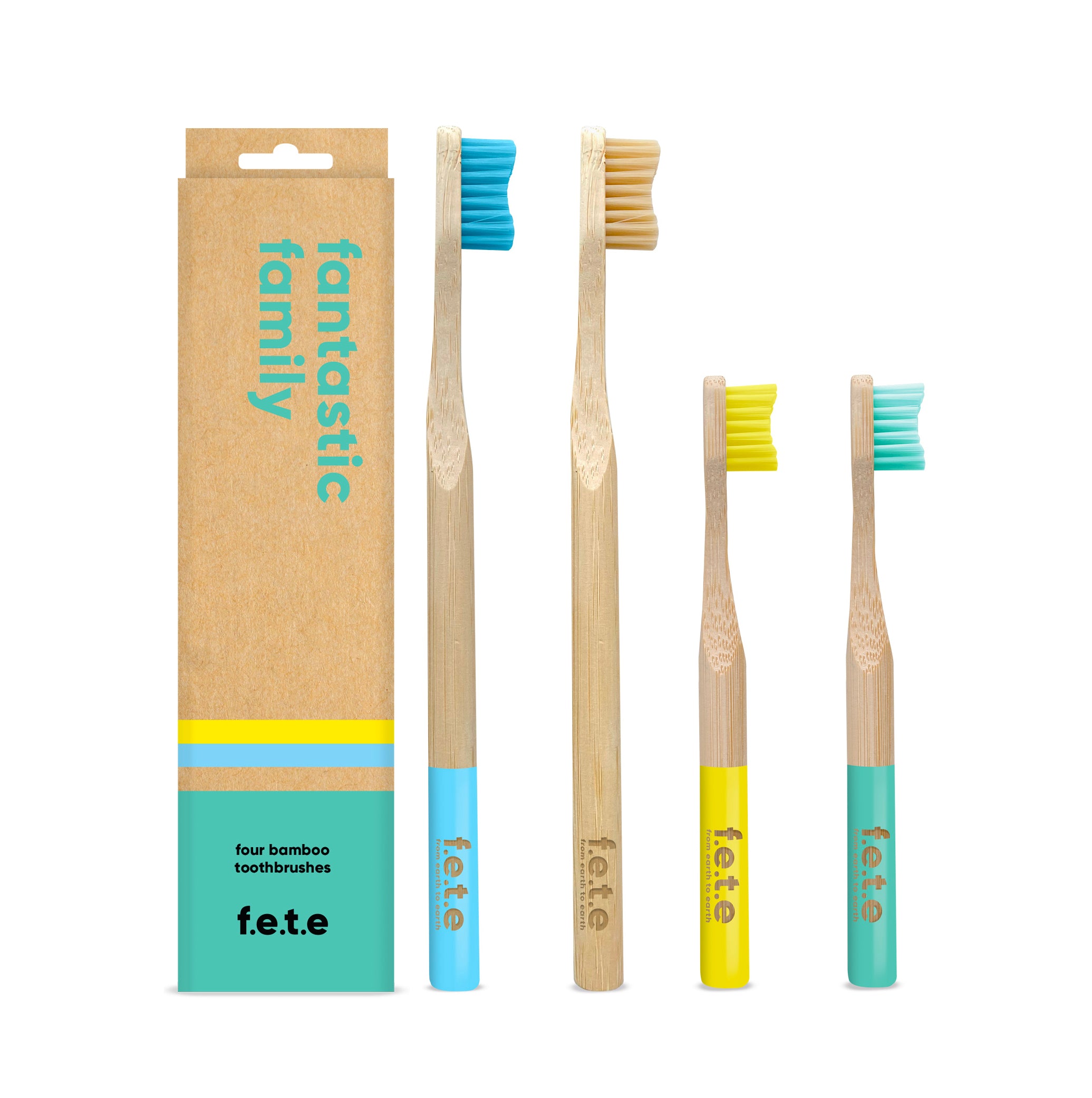 Bamboo Toothbrush Family Pack 2 Adults, 2 Kids – Plastics Free